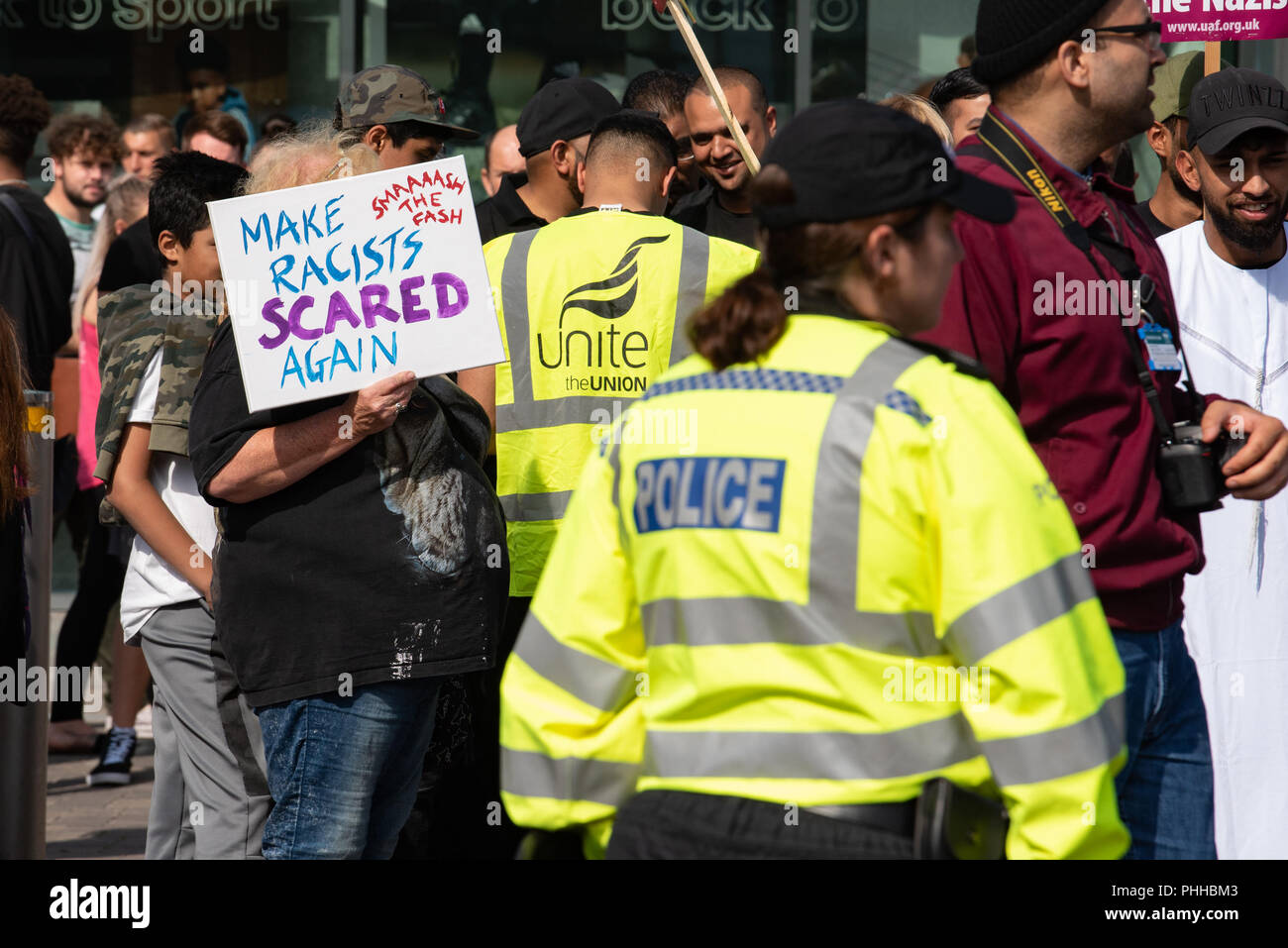 Worcester, United Kingdom. 1 September 2018. The English Defence League ...