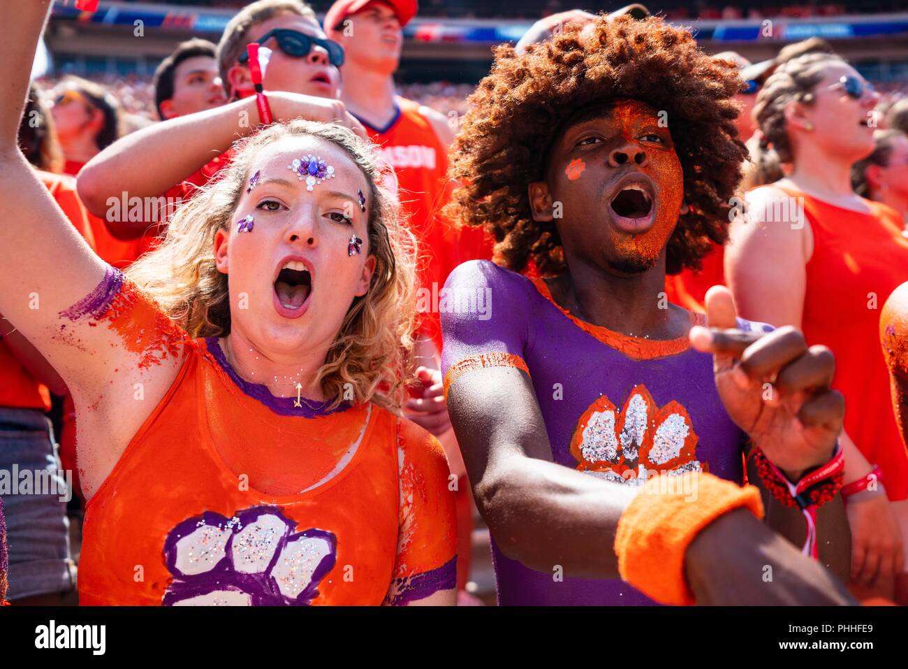 Clemson student fans during the NCAA college football game between ...