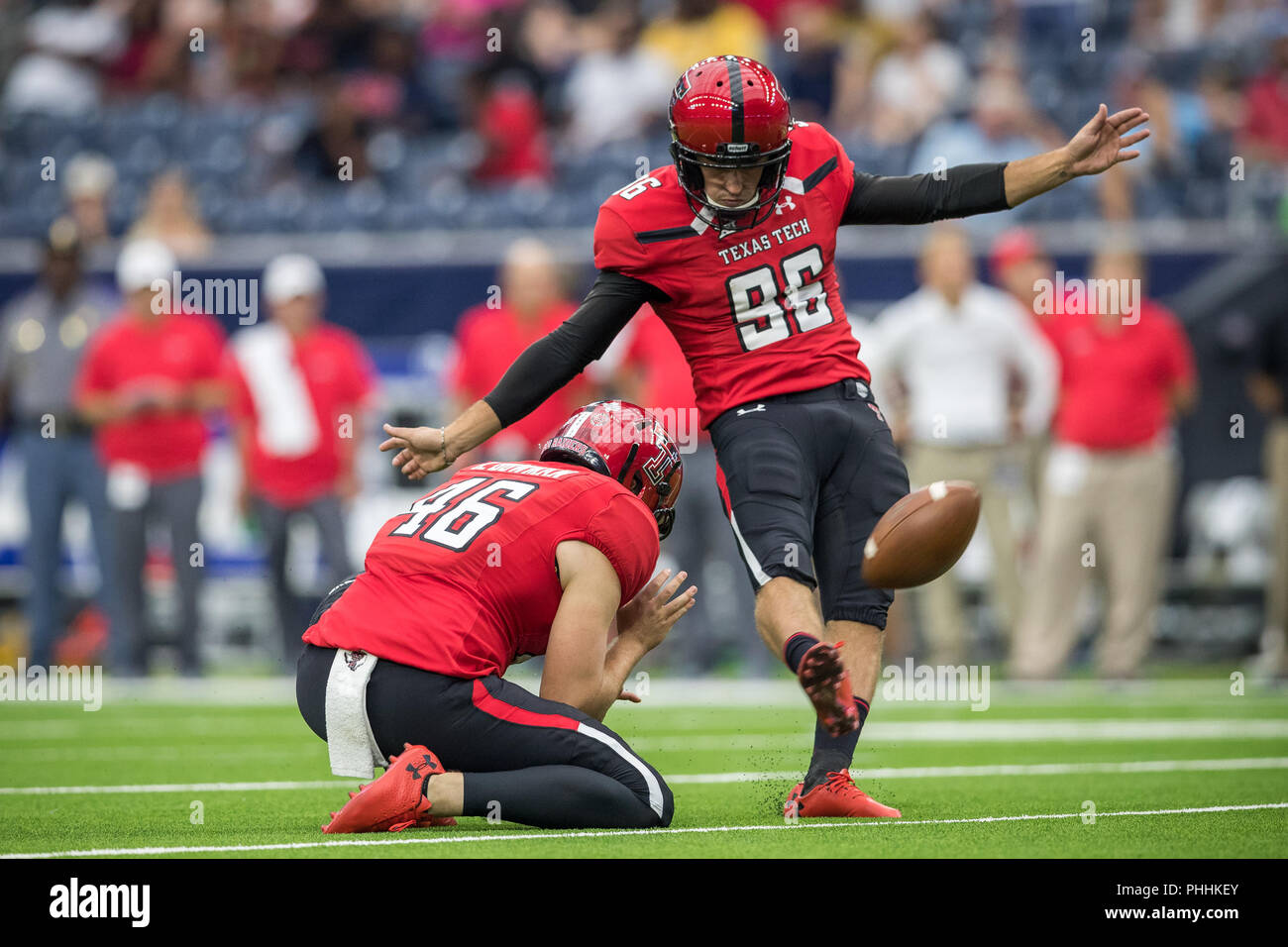Houston, Texas, USA. 1st Sep, 2018. Texas Tech Red Raiders place kicker ...