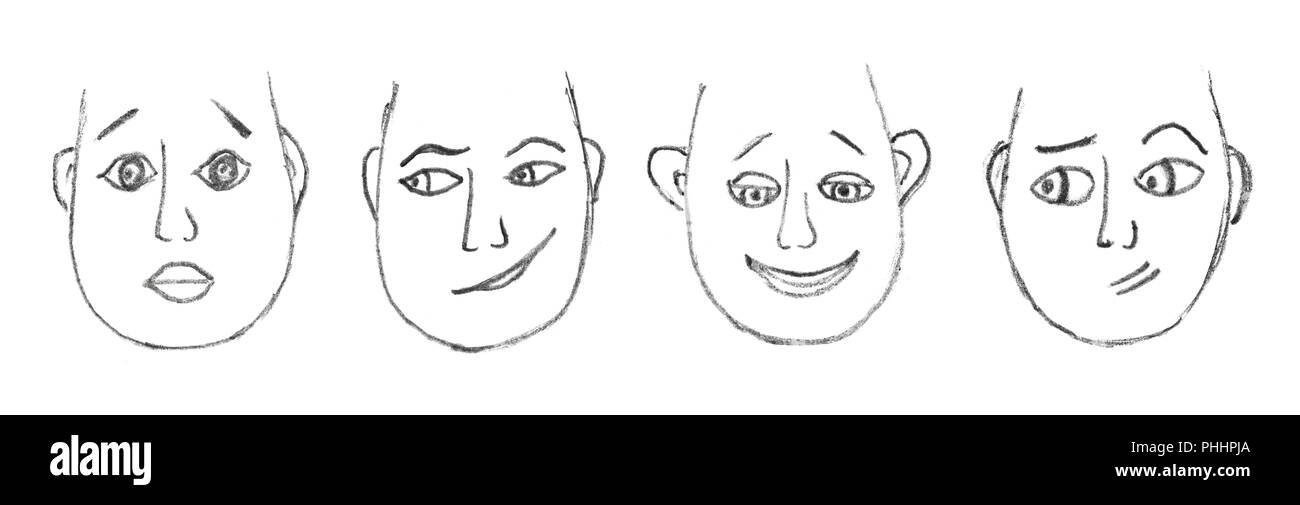 Hand-drawn cartoon faces Stock Photo - Alamy