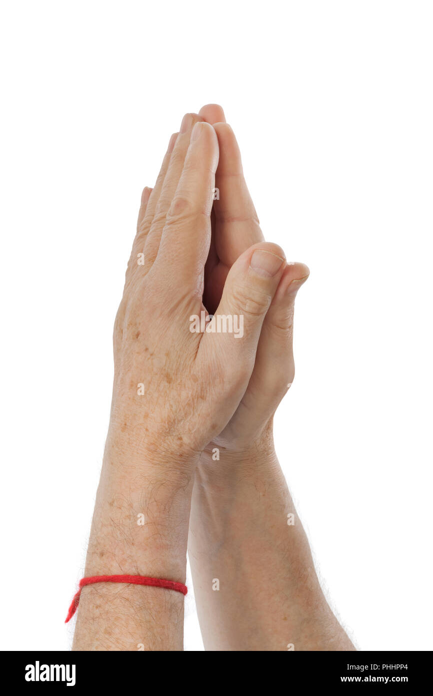 Praying hands of old man Stock Photo - Alamy