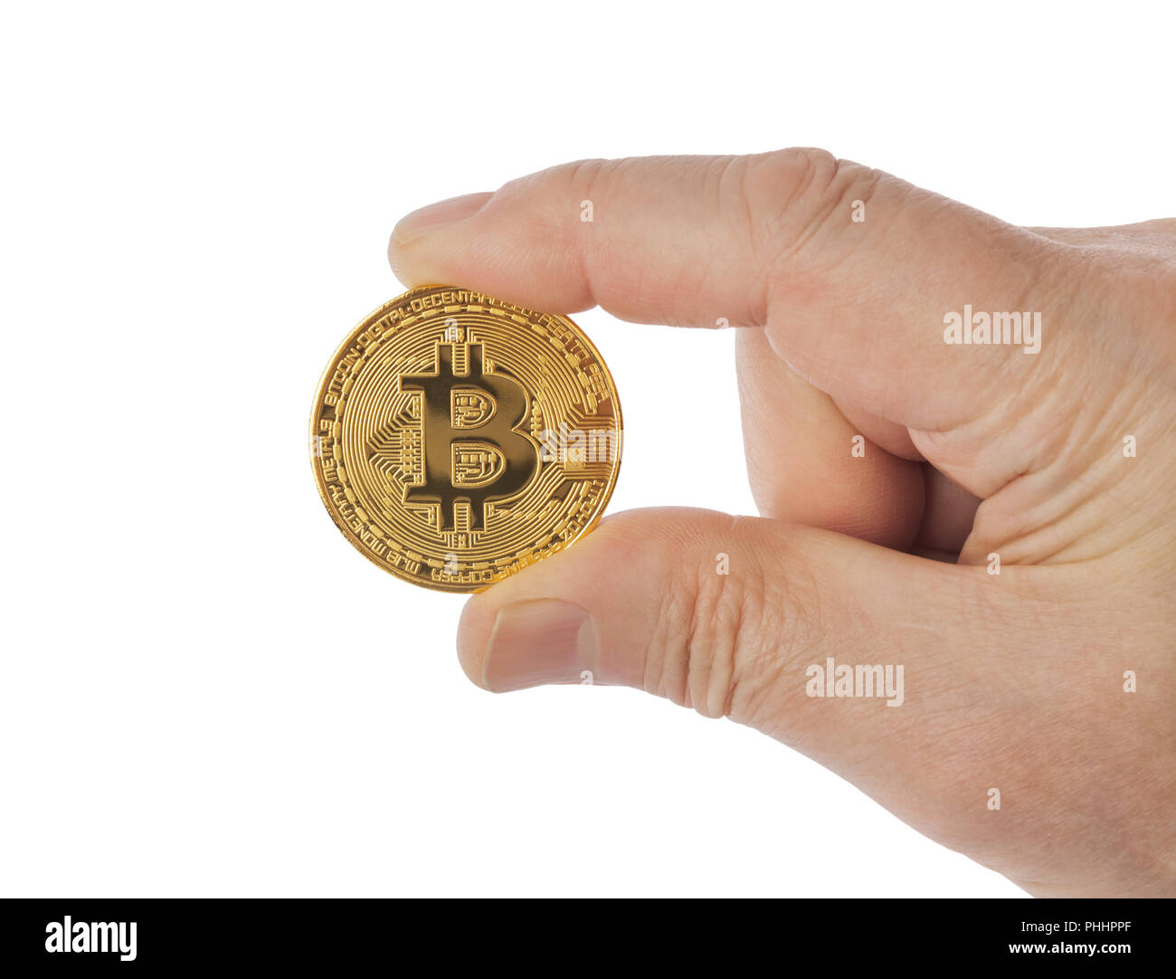 Bitcoin in hand Stock Photo - Alamy