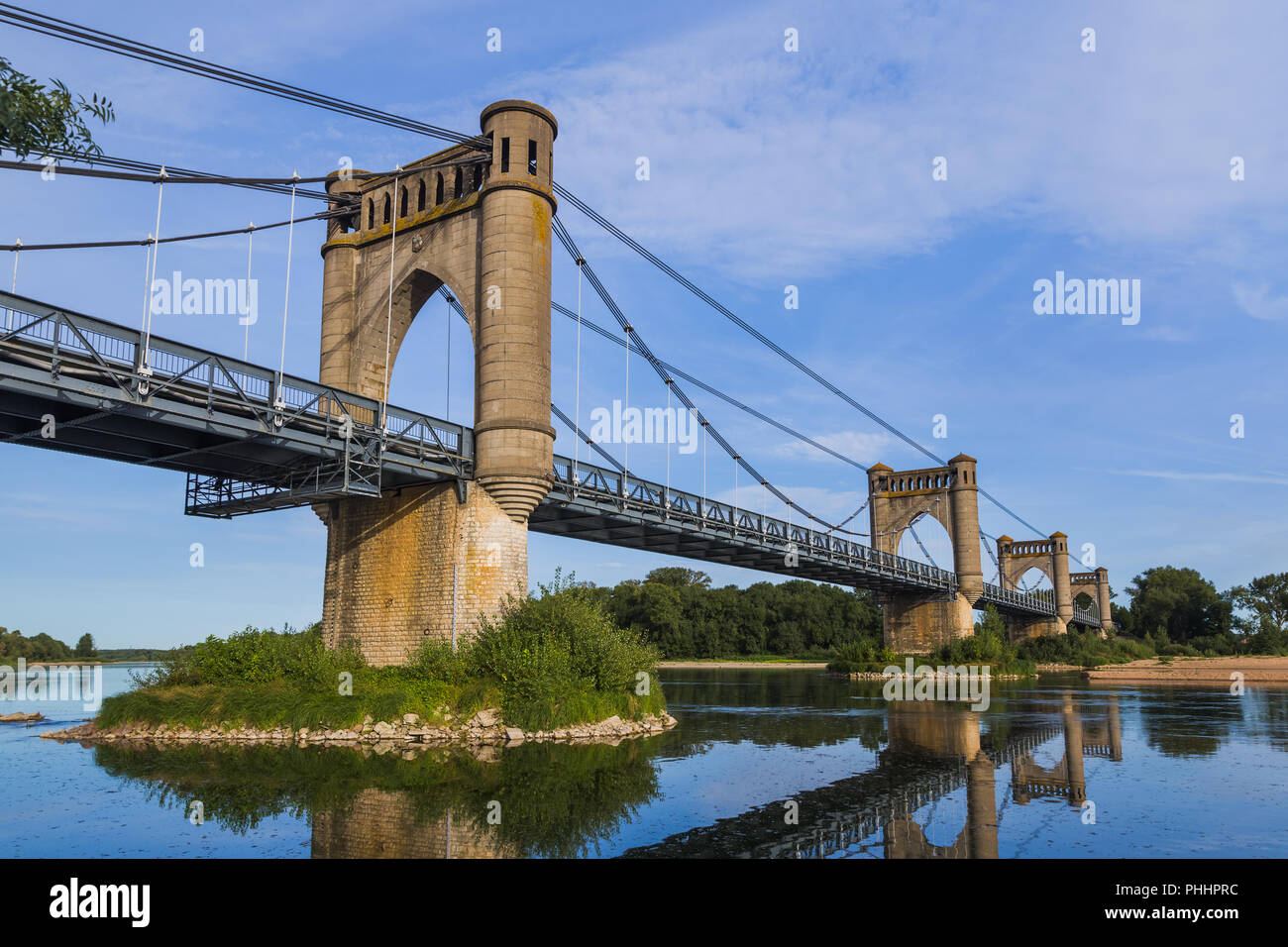 Bridge near Langeais castle in the Loire Valley - France Stock Photo ...