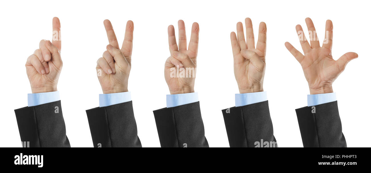 Counting hands (1 to 5 Stock Photo - Alamy