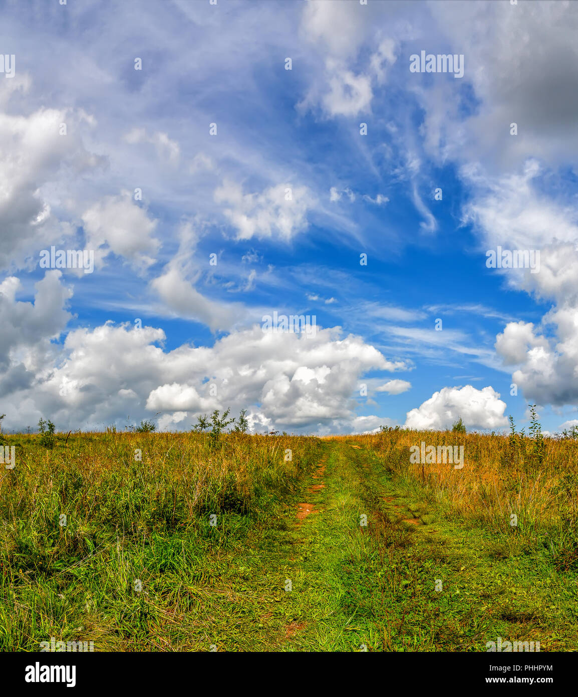 Landscape with clouds in the summer sky. The last days of August Stock ...