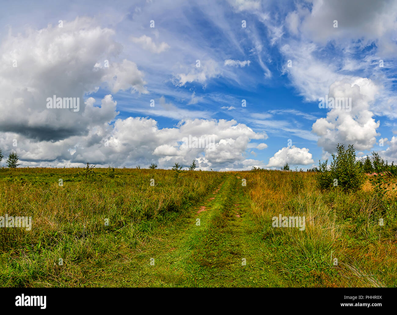 Landscape with clouds in the summer sky. The last days of August Stock ...