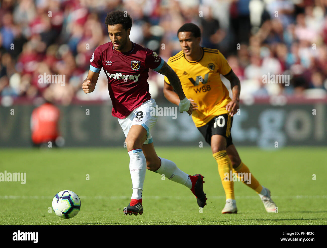 West Ham United's Felipe Anderson (left) and Wolverhampton Wanderers ...