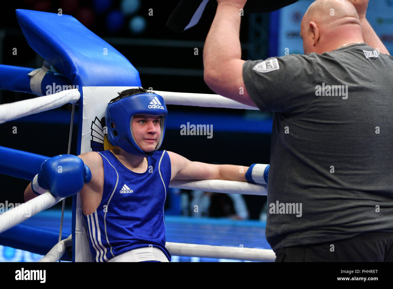 Orenburg, Russia - May 7, 2017 year: Boys boxers compete in the ...