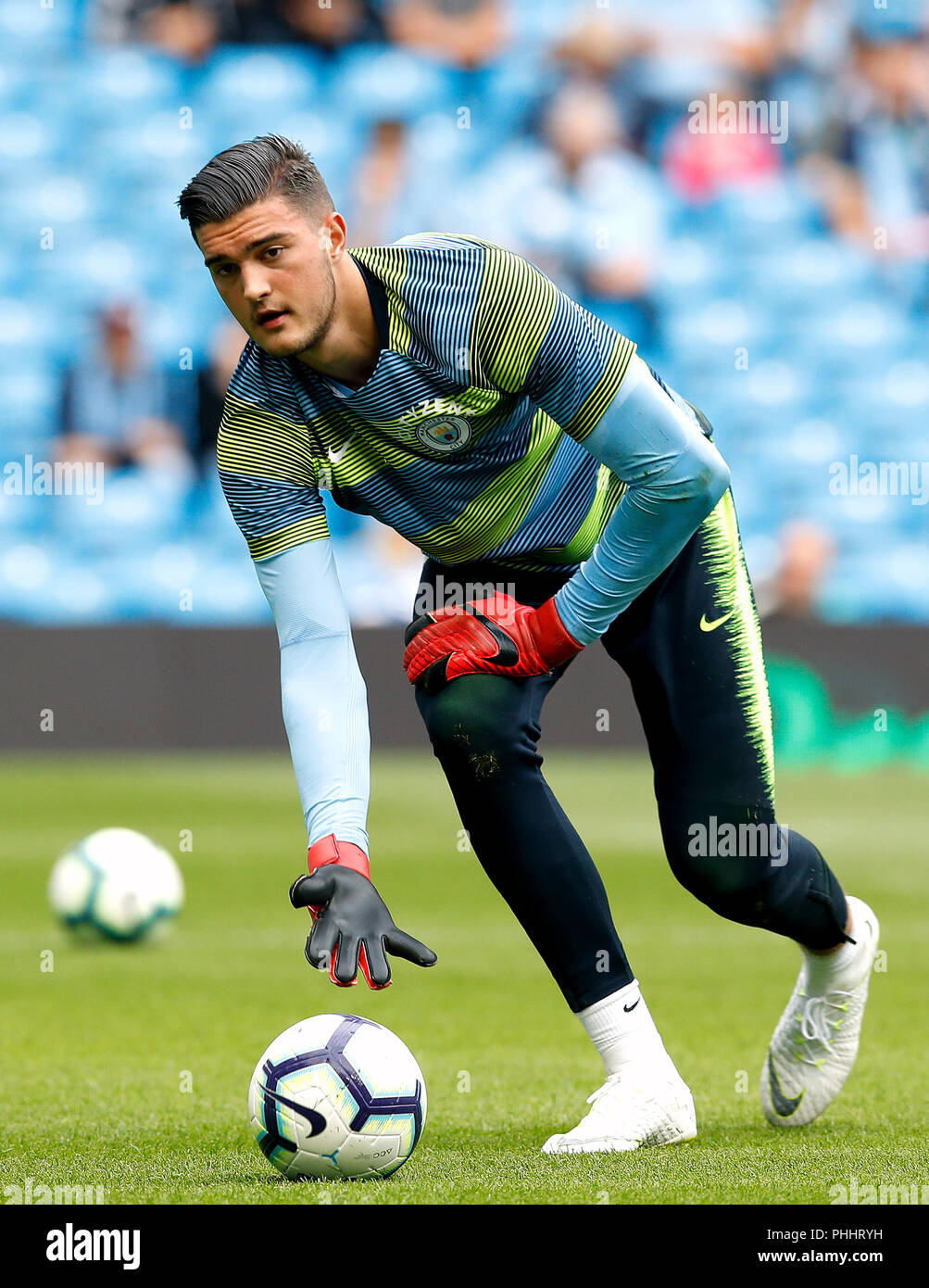 Manchester City's goalkeeper Arijanet Muric during warm-up during the ...