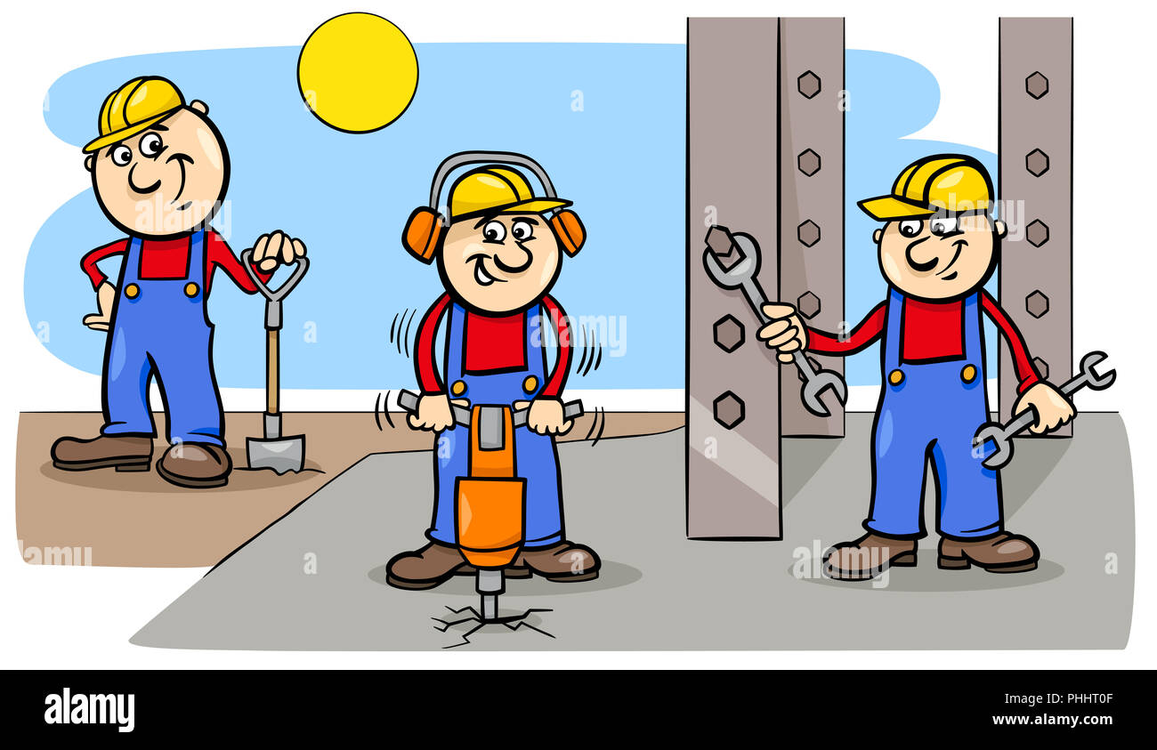 Cartoon illustration man workman pneumatic hi-res stock photography and ...