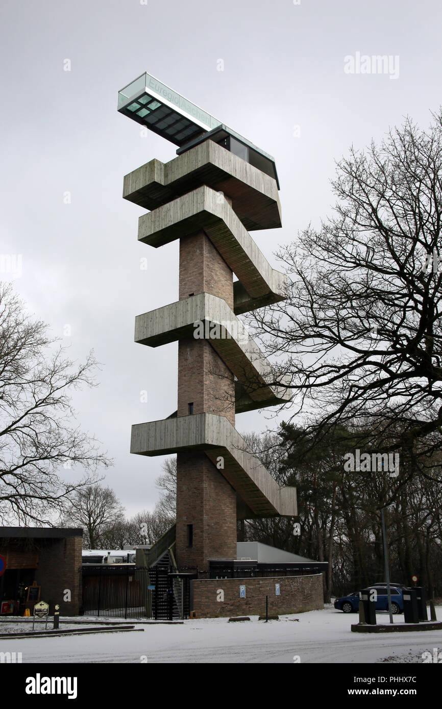 Observation tower at the border triangle Germany-Belgium-Netherlands ...