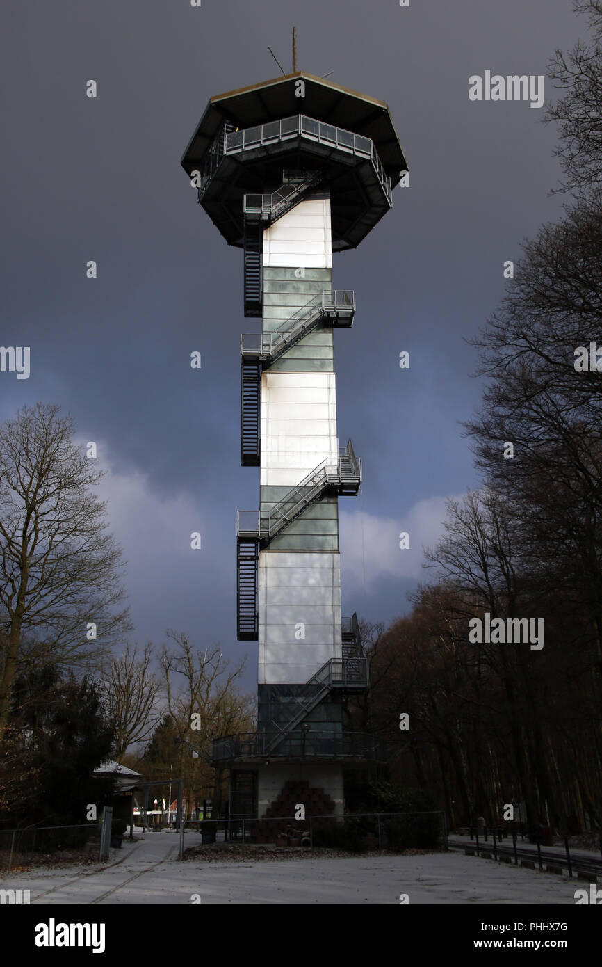 Observation tower at the border triangle Germany-Belgium-Netherlands ...
