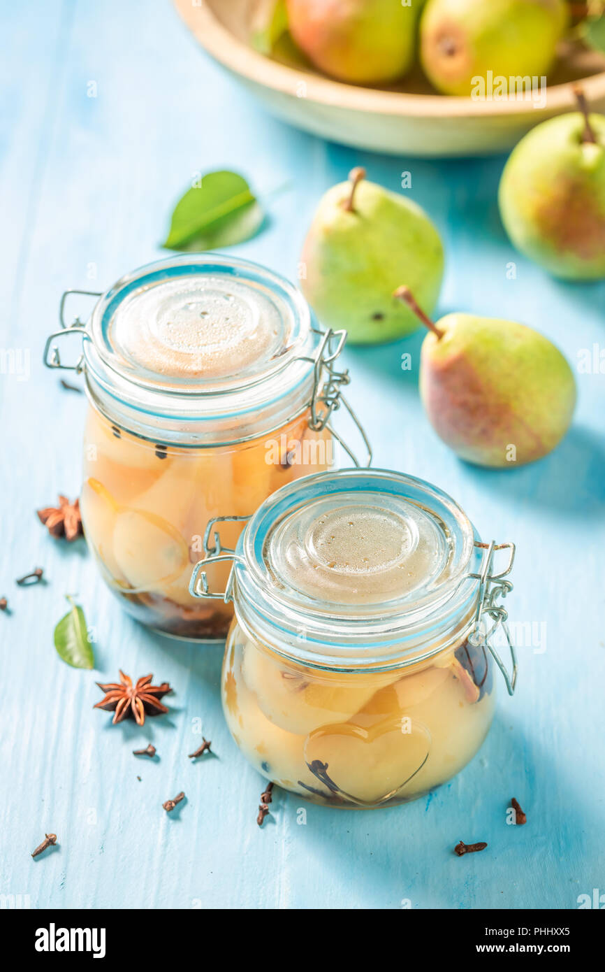 Pickled pears in jar hi-res stock photography and images - Alamy