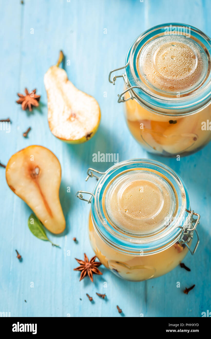 Pickled pears in jar hi-res stock photography and images - Alamy