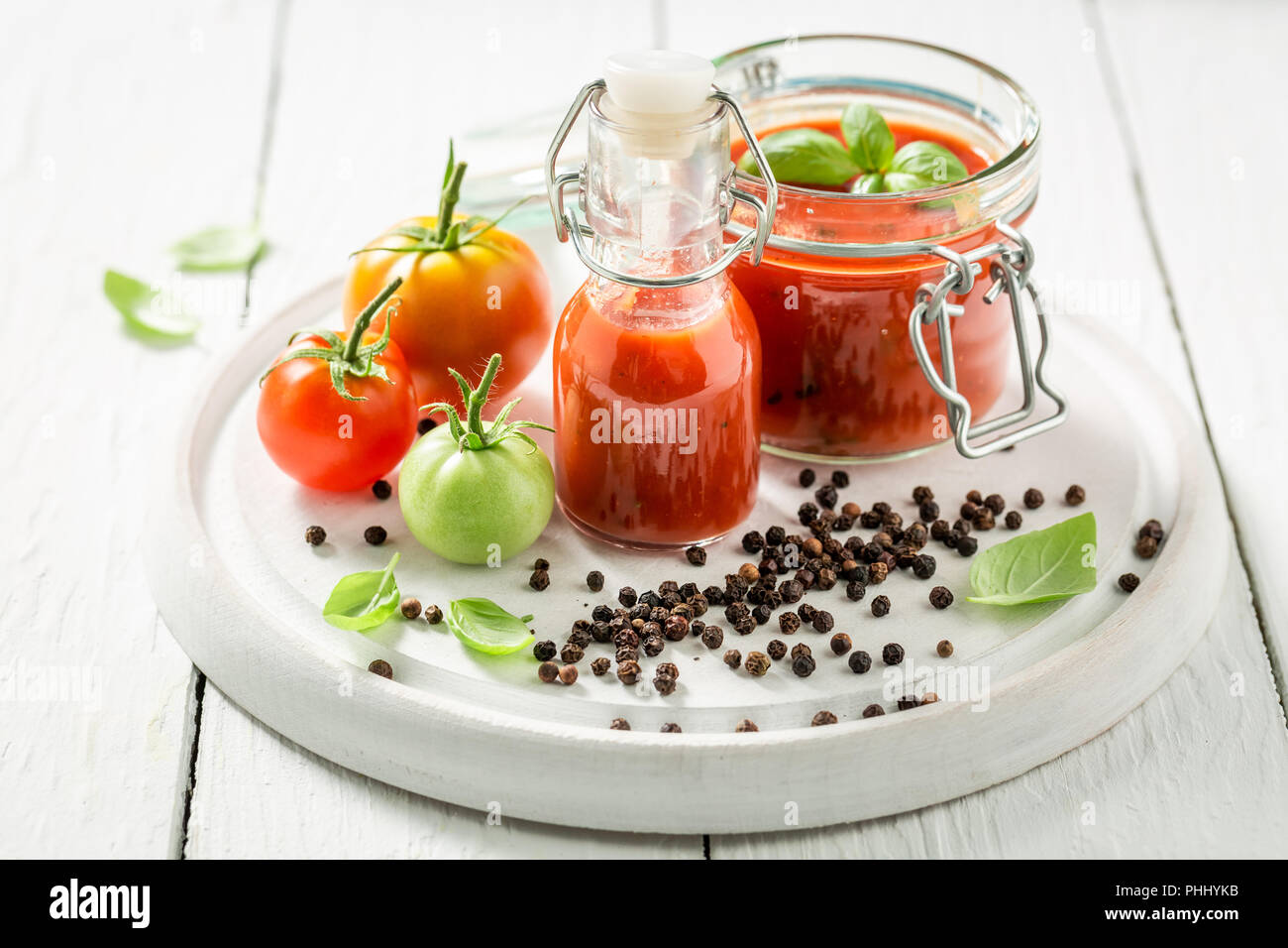 Natural and healthy ketchup prepared from tomatoes Stock Photo - Alamy