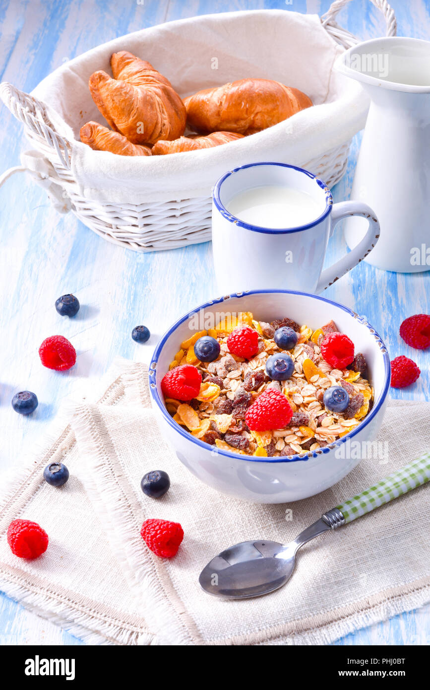 muesli breakfast menu with forest fruits Stock Photo - Alamy