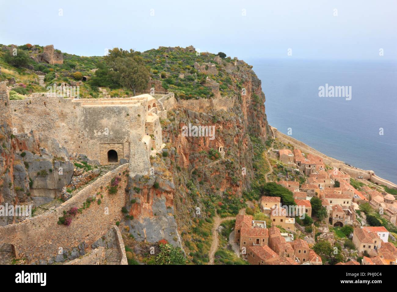 Ancient Greek town Monemvasia at coast Stock Photo - Alamy