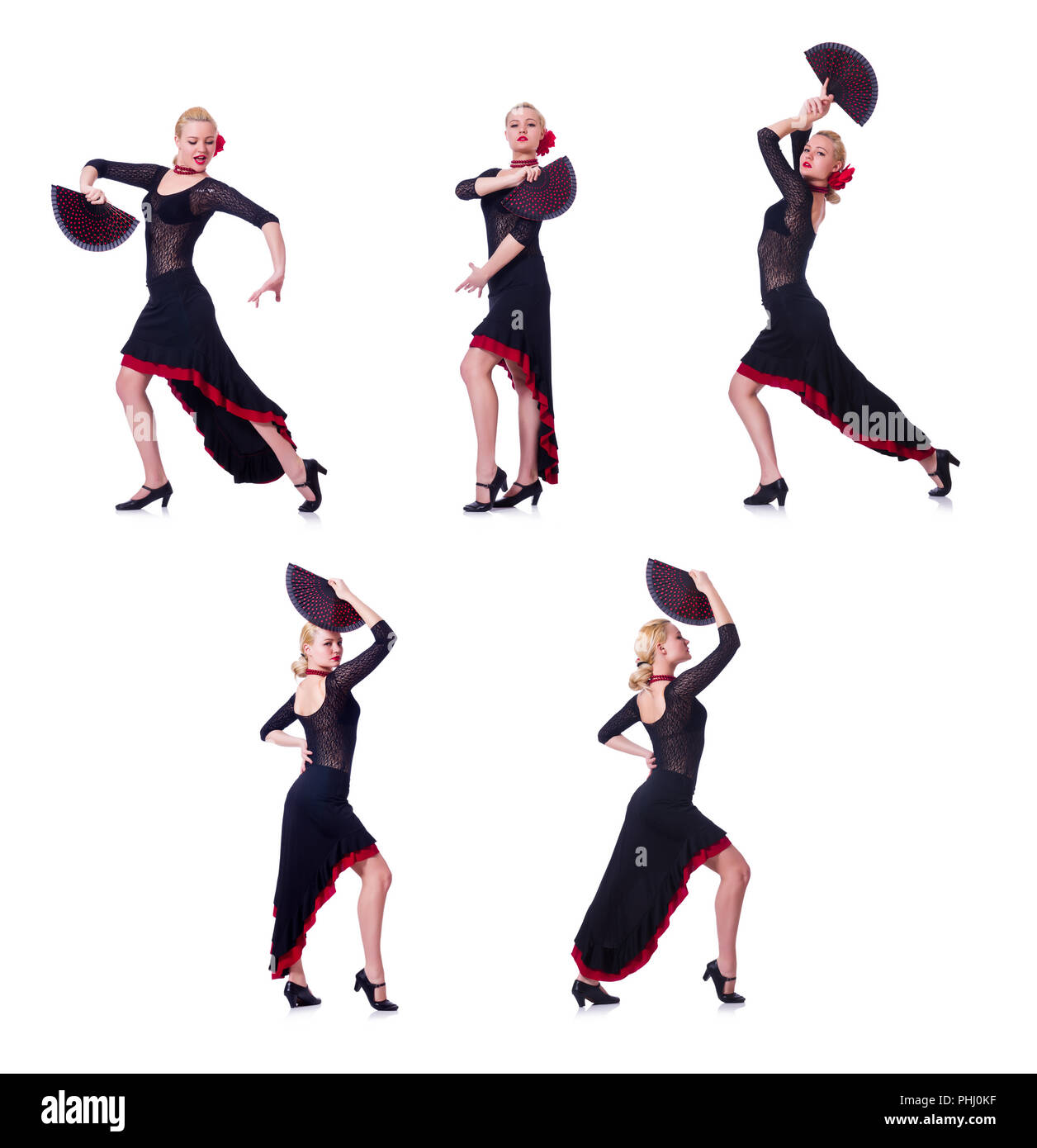 Woman dancing spanish dance isolated on white Stock Photo - Alamy