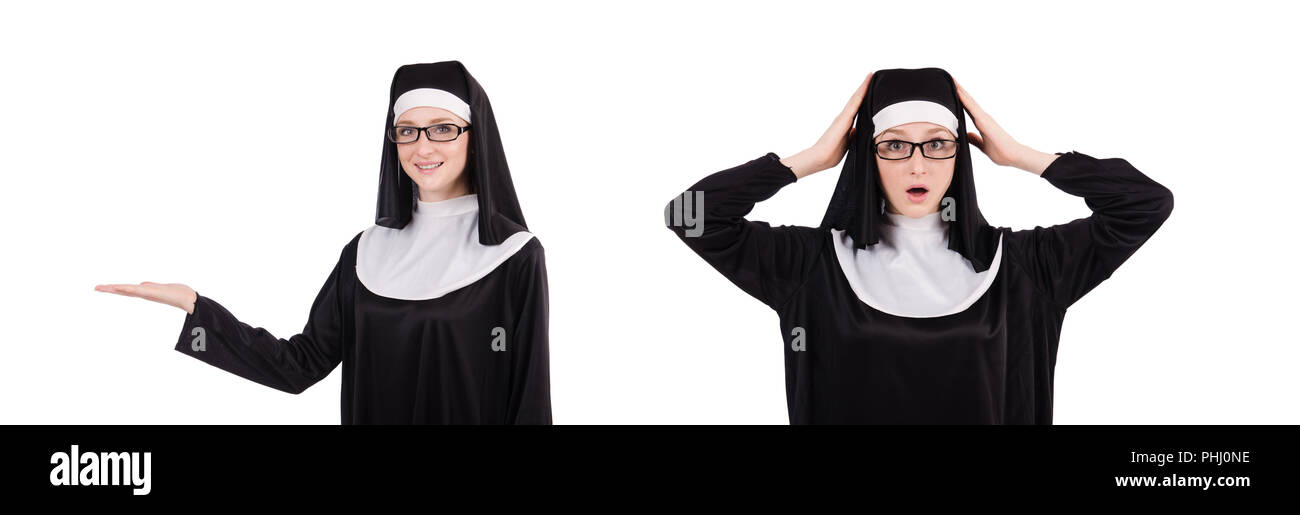 Young nun isolated on the white background Stock Photo - Alamy