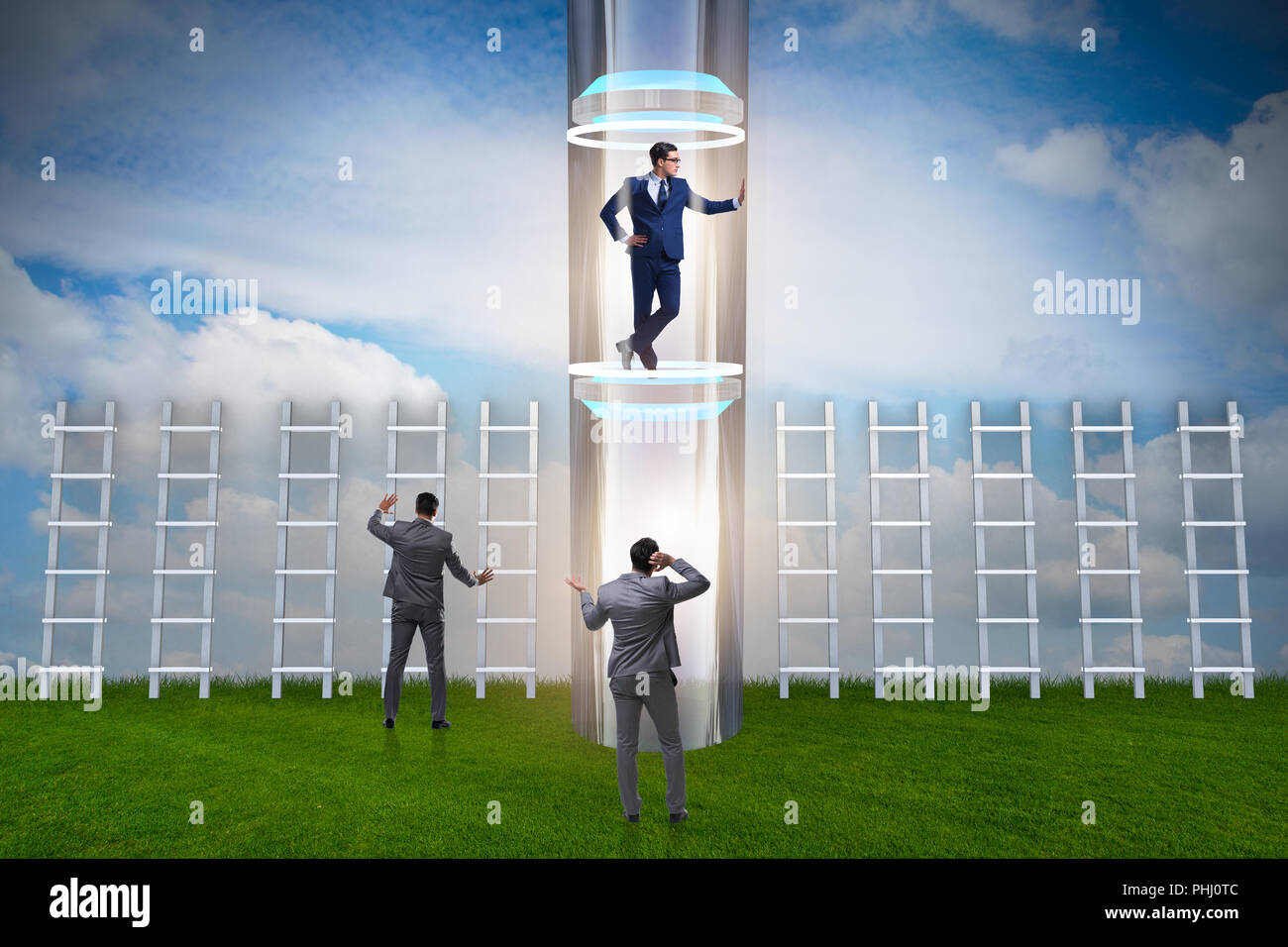 Businessmen in accelerated and fast promotion concept Stock Photo - Alamy