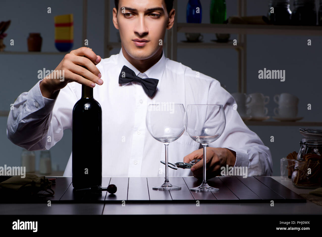 Professional sommelier tasting wine in restaurant Stock Photo - Alamy
