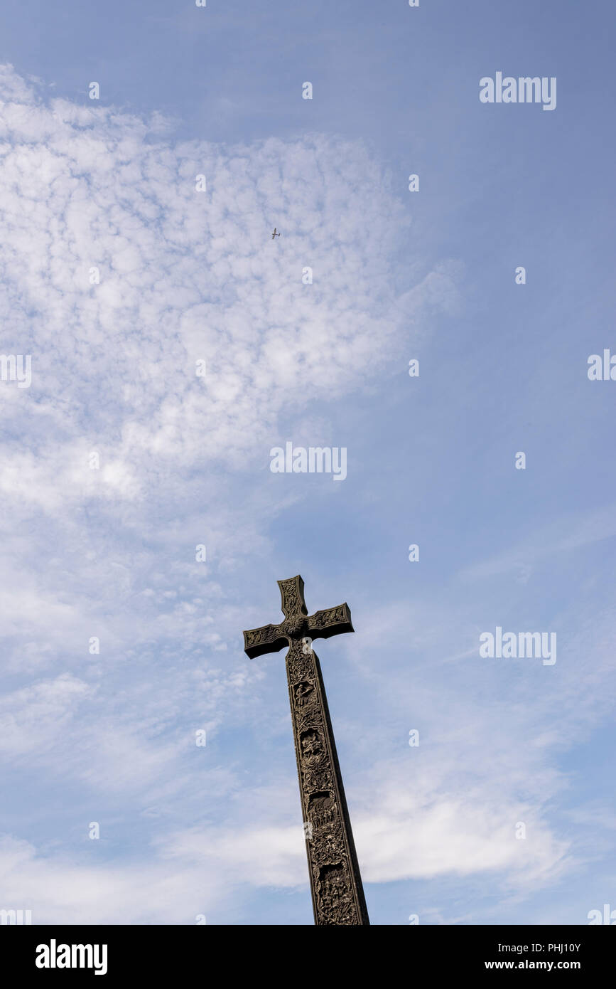 A cross outside Durham cathedral in Durham - County Durham England UK ...