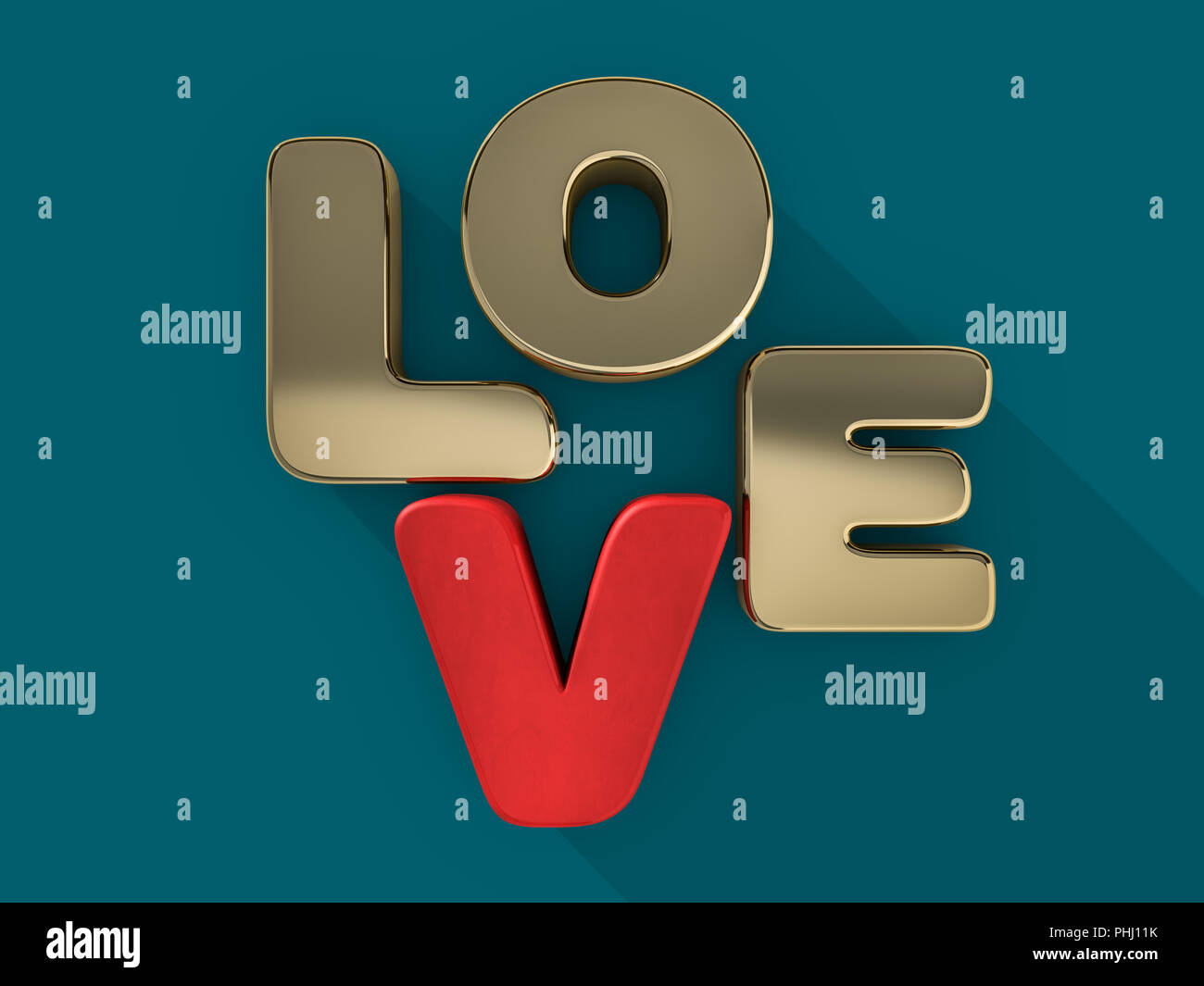 Word love over background with reflection. 3D rendering Stock Photo - Alamy