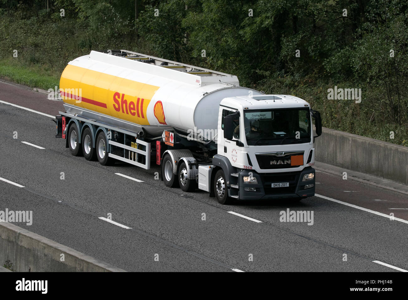 Heavy goods lorries logistics transport vehicles on the M6 at Lancaster ...