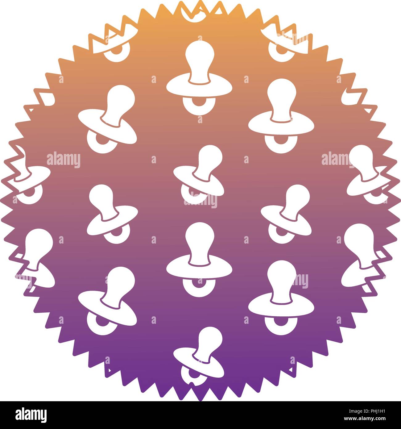 seal stamp with baby pacifier pattern over white background, colorful ...
