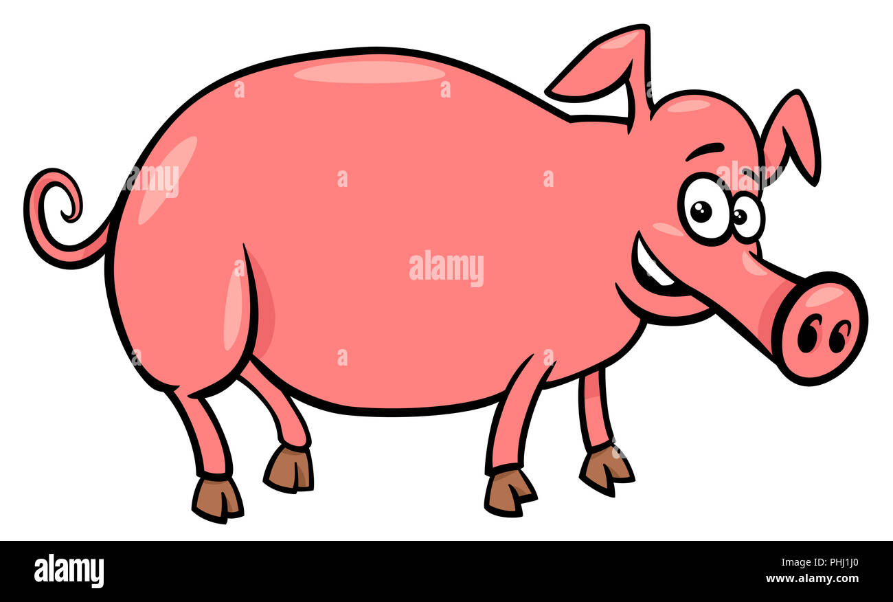 pig farm animal character cartoon illustration Stock Photo - Alamy