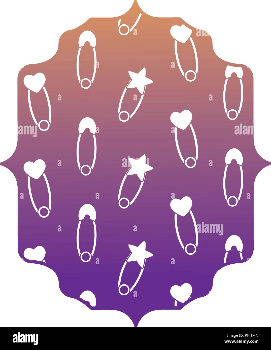 arabic frame with baby pins pattern over white background, colorful ...