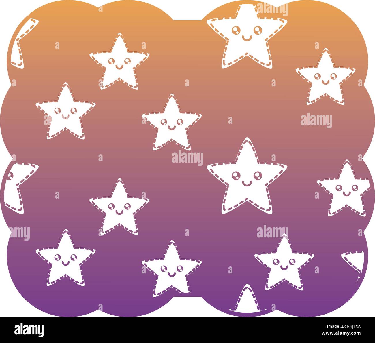 decorative frame with kawaii stars pattern over white background ...