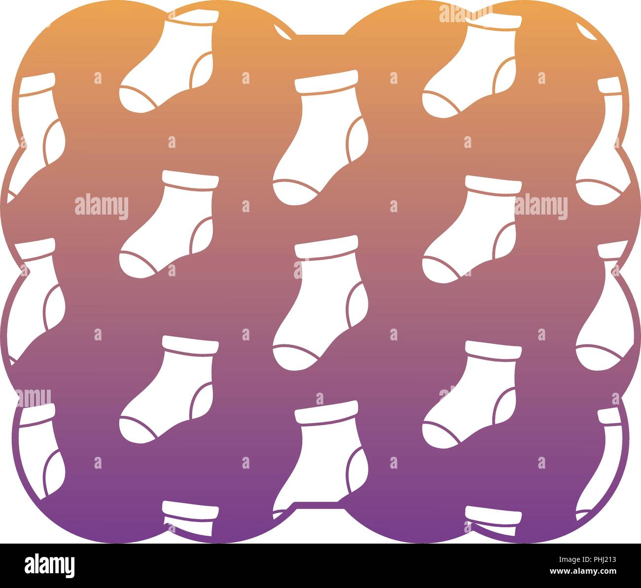 decorative frame with baby sock pattern over white background, colorful ...