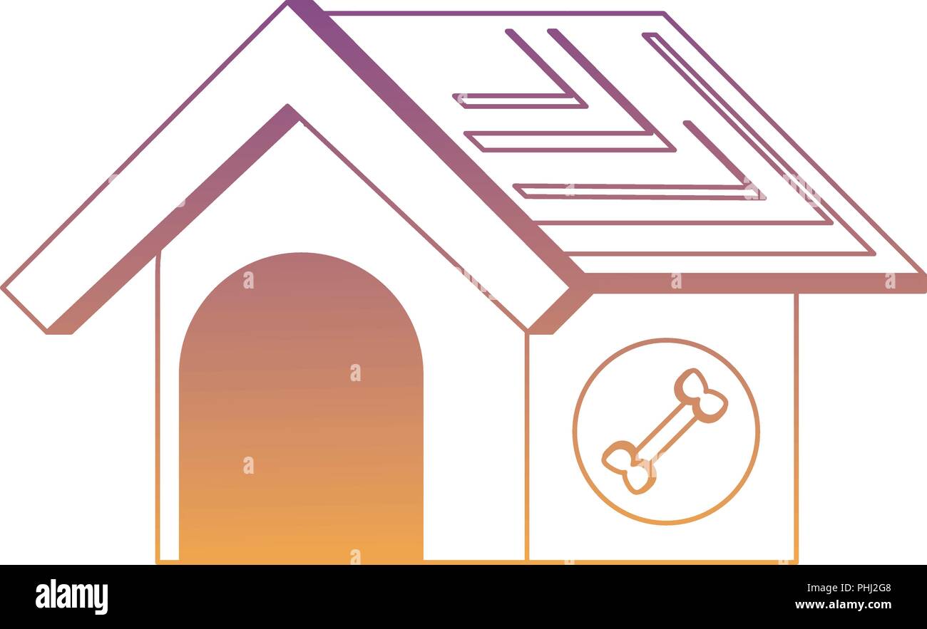 cute dog house with bone icon over white background, vector ...