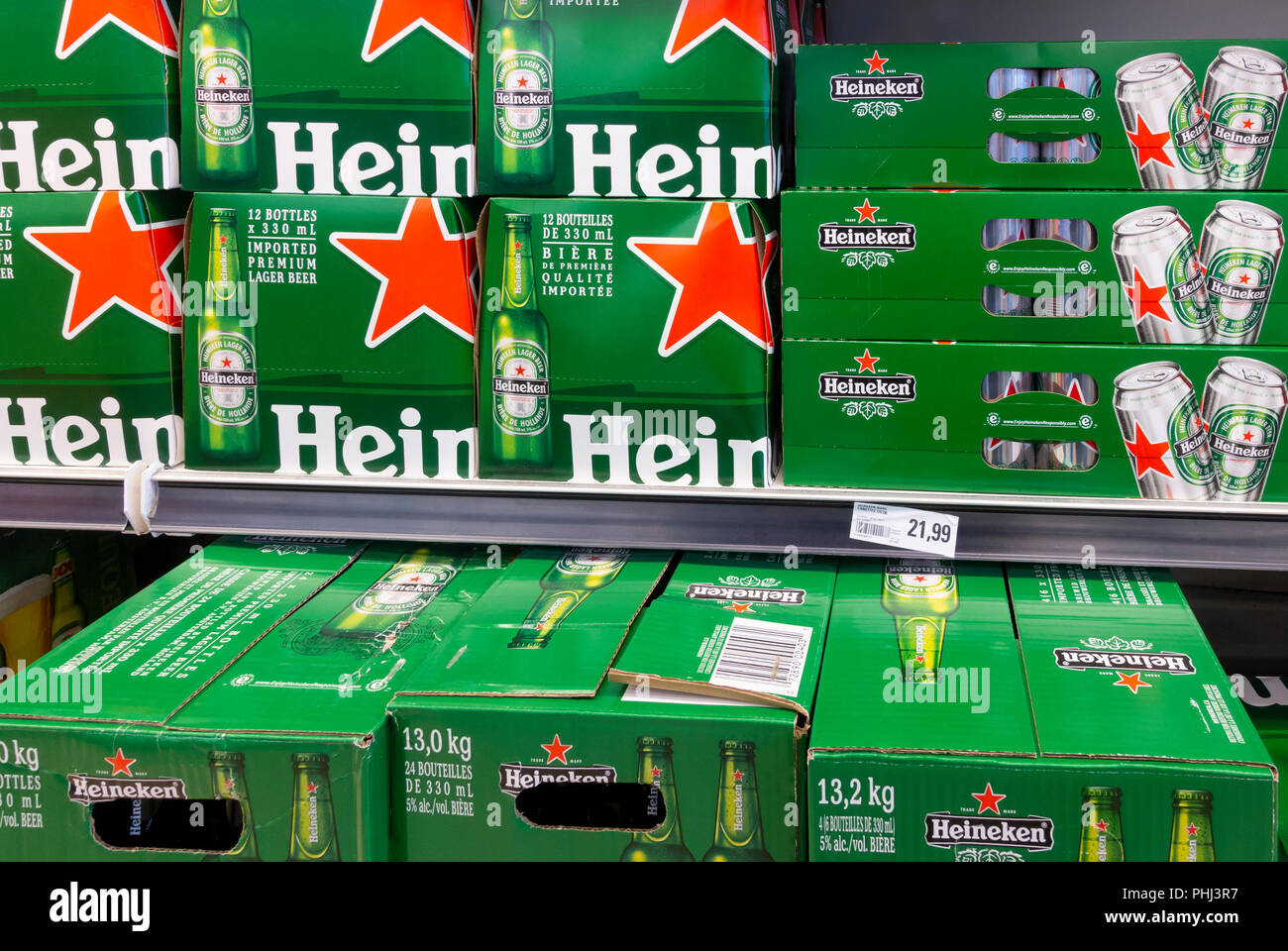 Heineken Dutch larger beer on sale at a Montreal supermarket in both ...