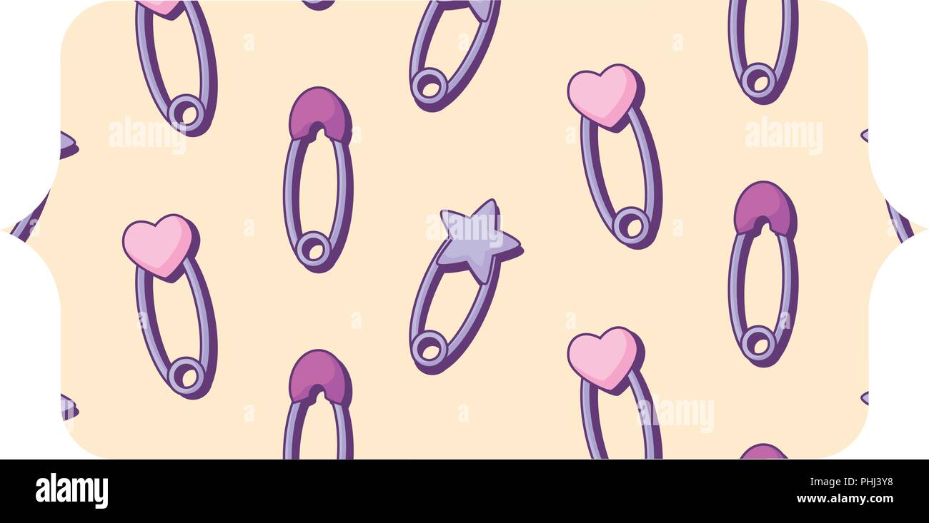 banner with baby pins pattern over white background, vector ...