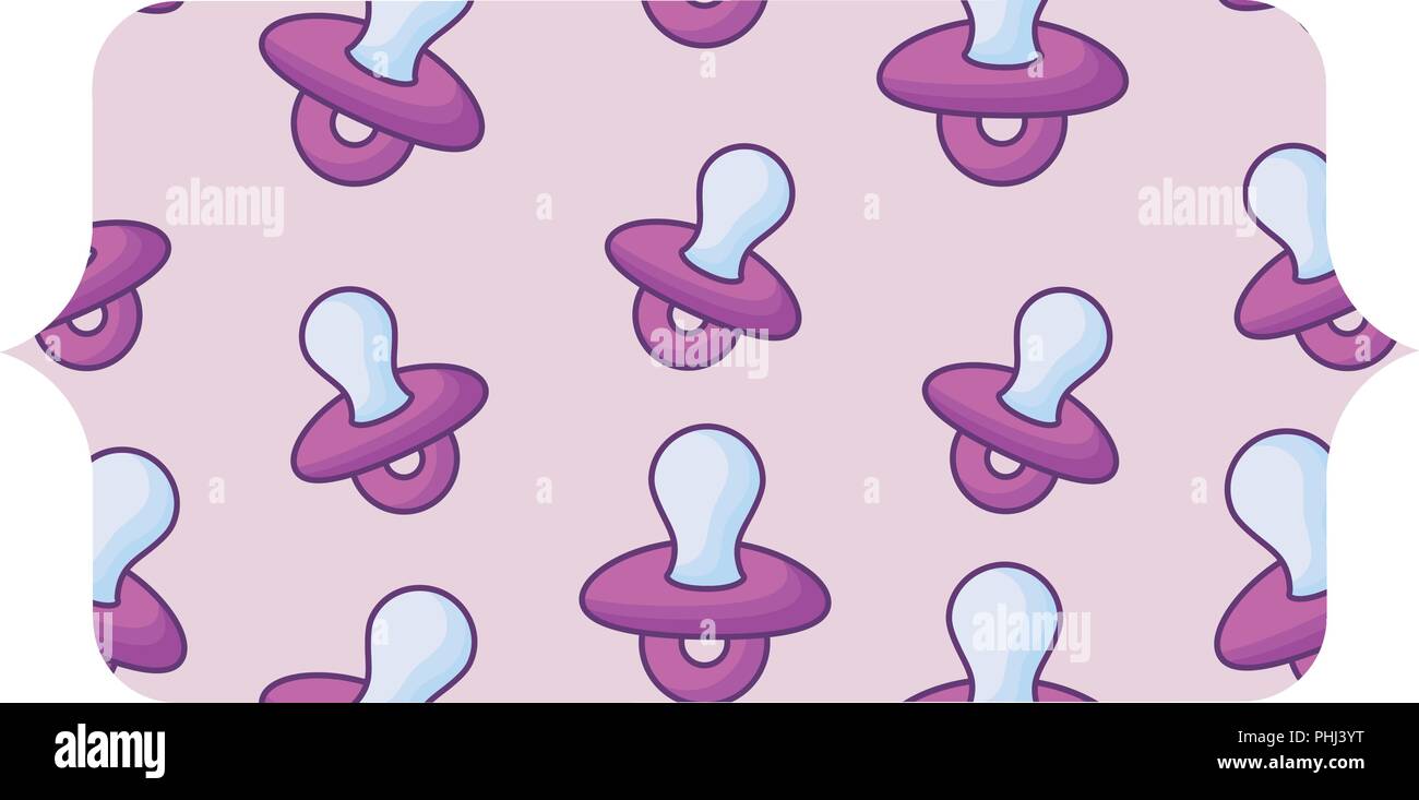 banner with baby pacifier pattern over white background, vector ...