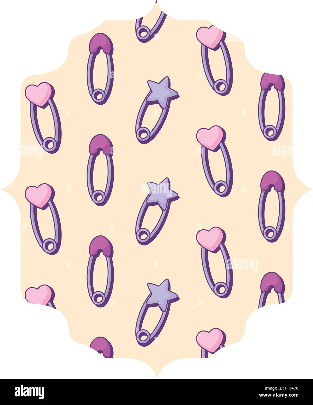 arabic frame with baby pins pattern over white background, vector ...