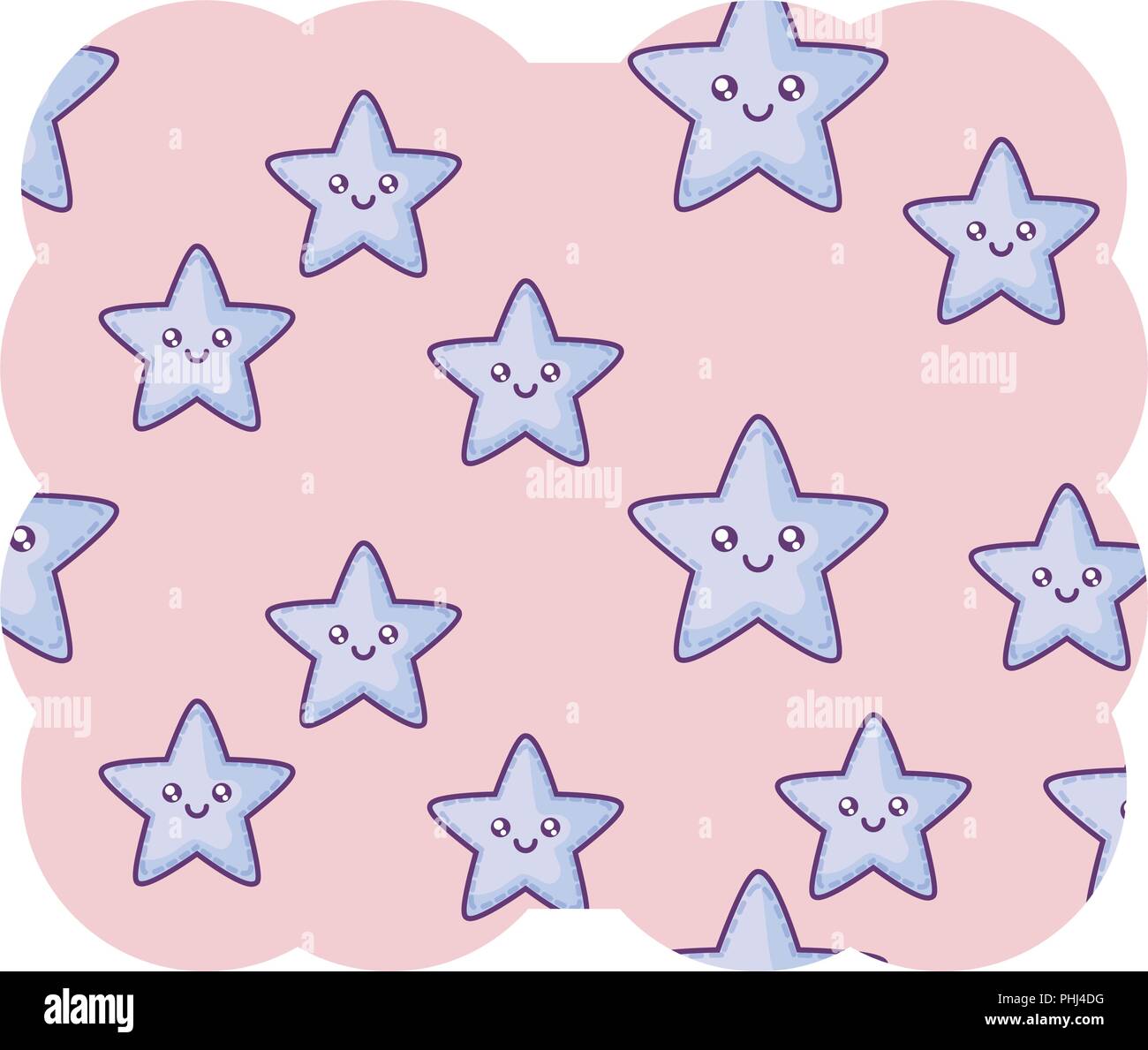 decorative frame with kawaii stars pattern over white background ...