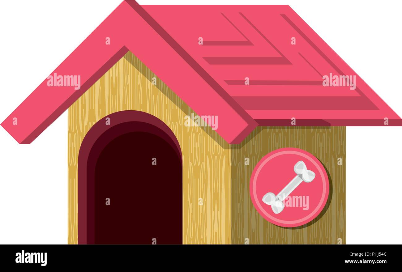 cute dog house with bone icon over white background, vector ...