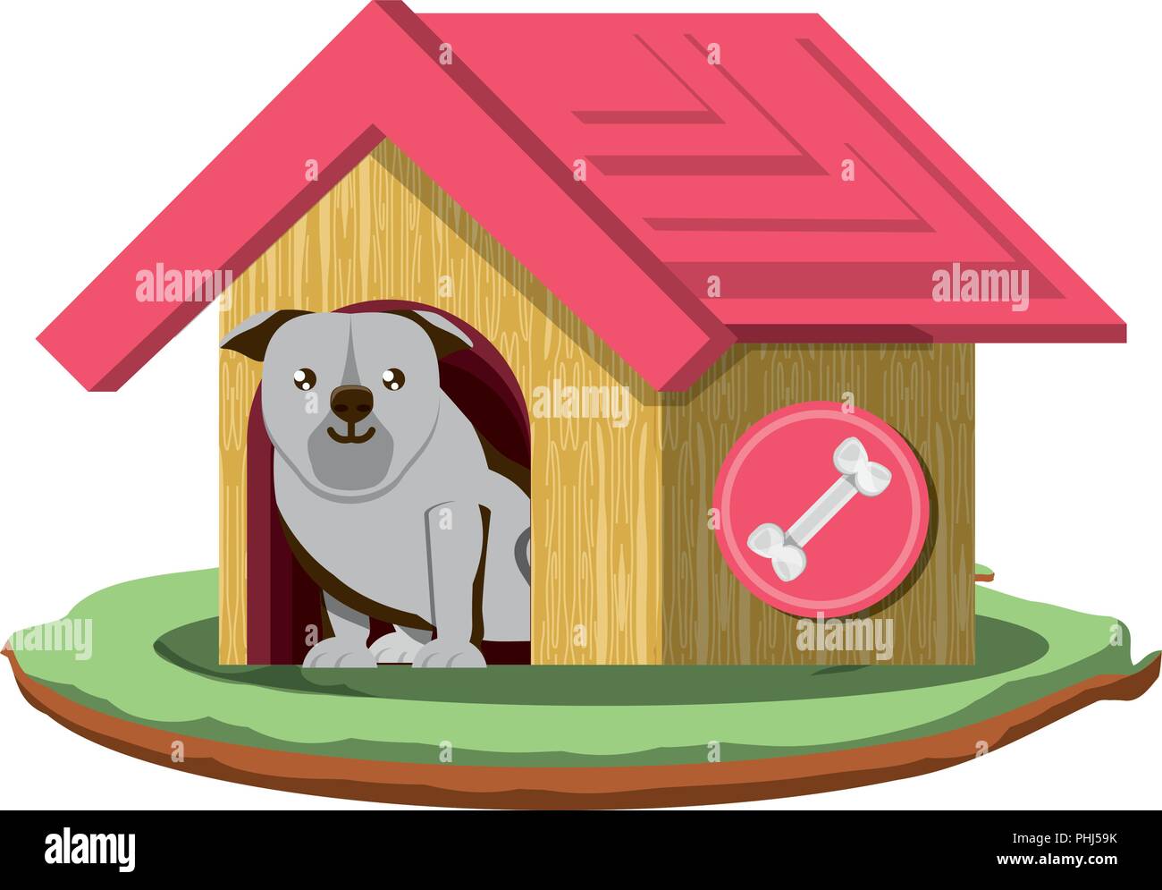 dog house with cute bulldog icon over white background, vector ...