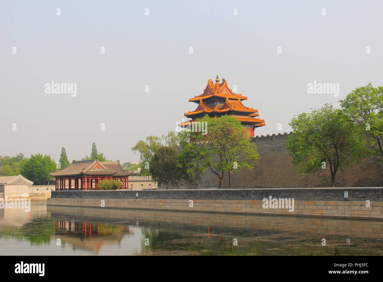 Corner tower and moat of the forbidden city in Beijing - China (PRC ...