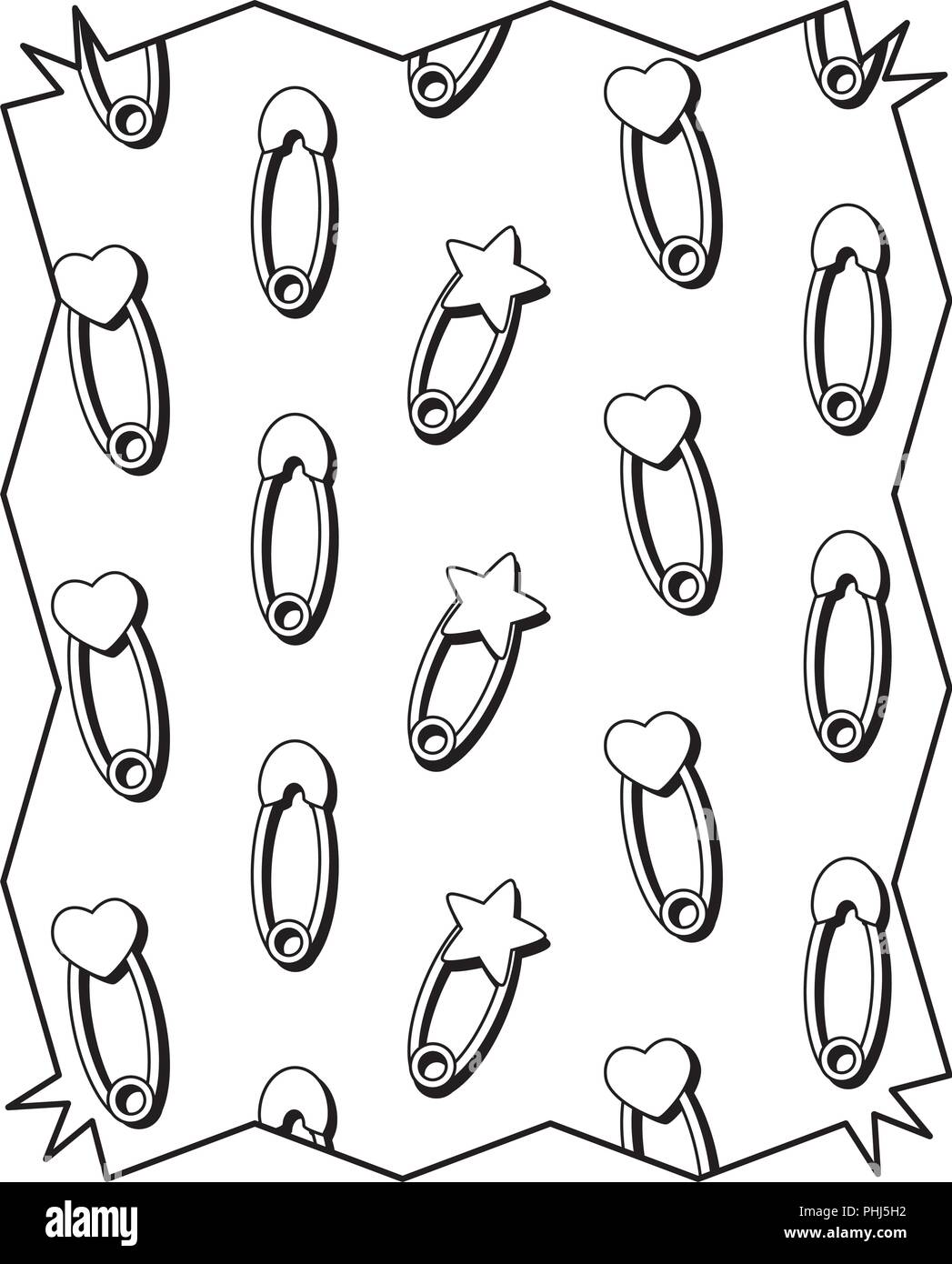 abstract frame with baby pins pattern over white background, vector ...