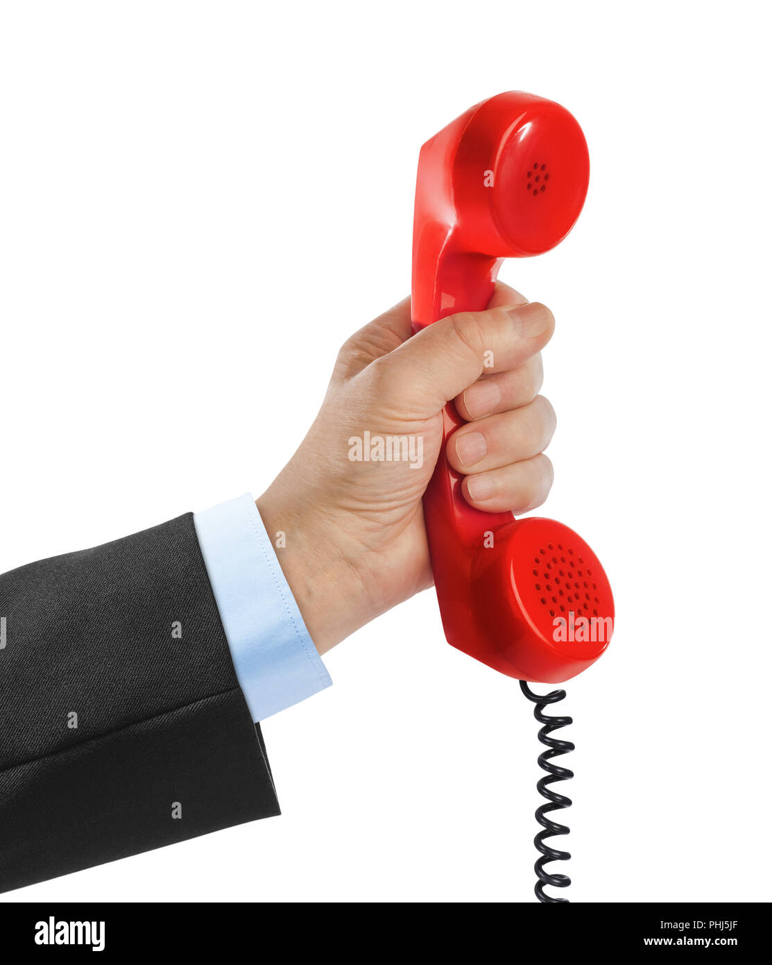 Hand red telephone receiver hi-res stock photography and images - Alamy