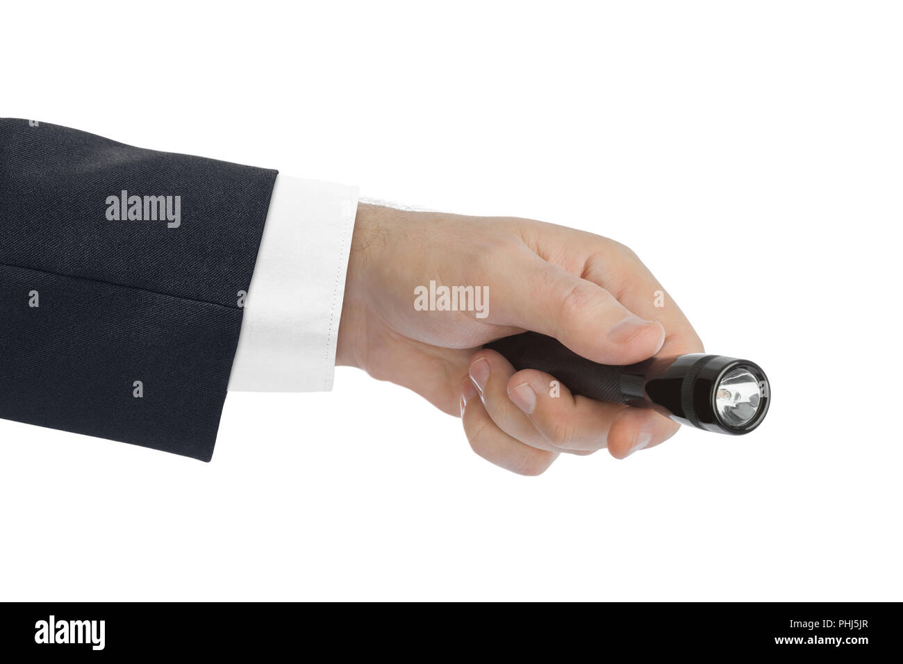 Flashlight in hand Stock Photo - Alamy