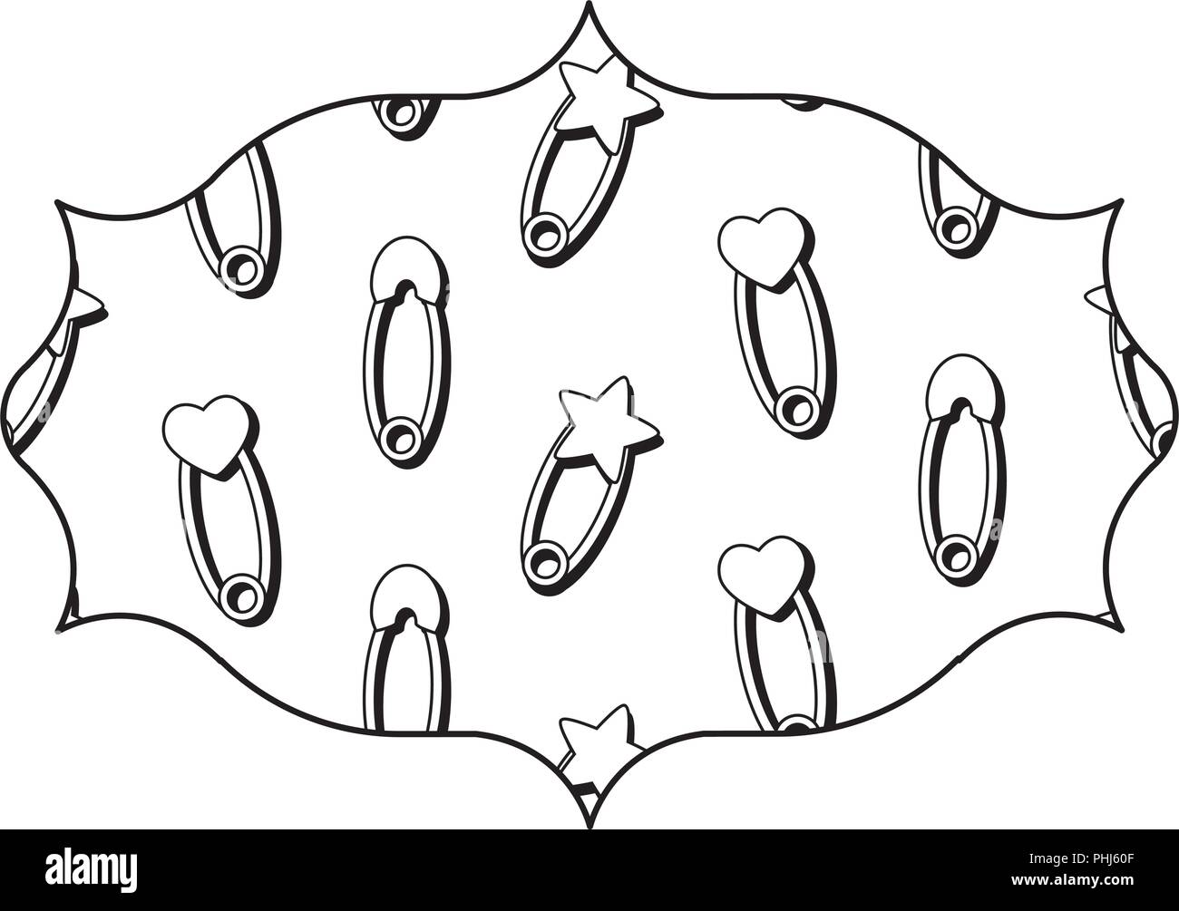 arabic frame with baby pins pattern over white background, vector ...