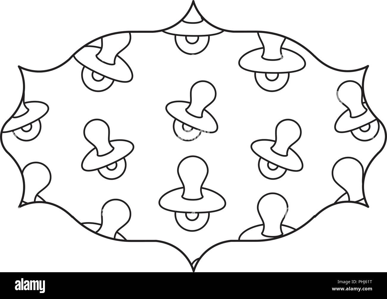 arabic frame with baby pacifier pattern over white background, vector ...
