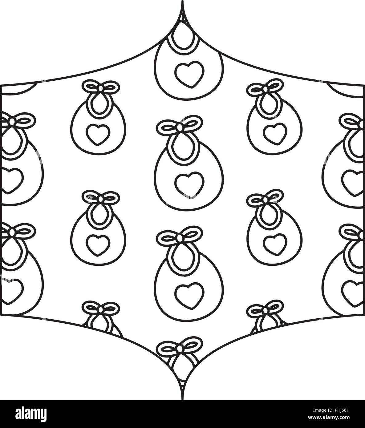 decorative frame with baby bib pattern over white background, vector ...