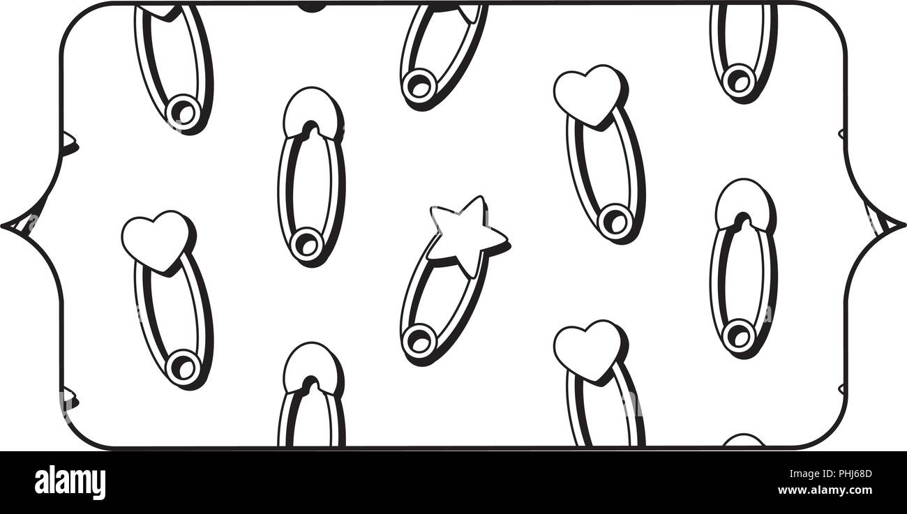 banner with baby pins pattern over white background, vector ...