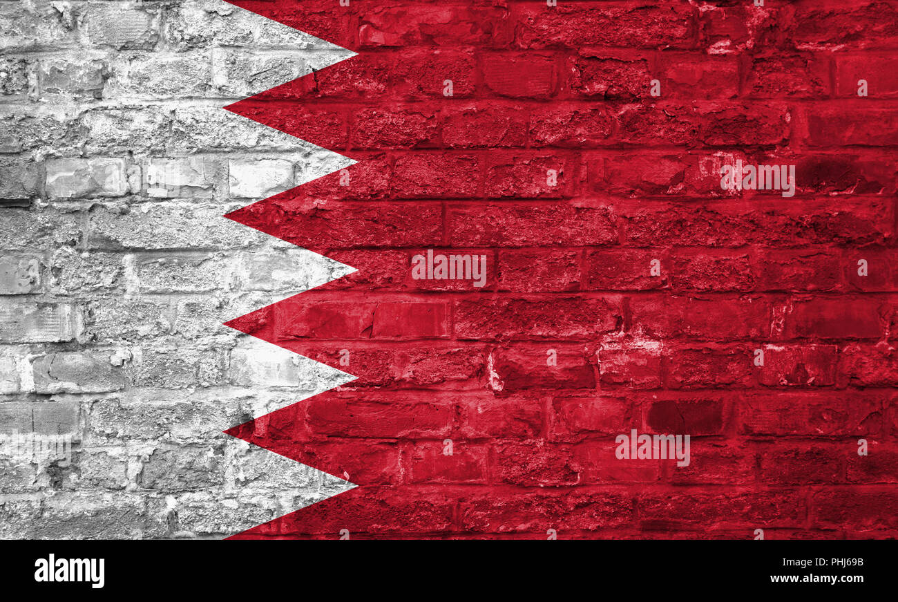 lag of Bahrain over an old brick wall background, surface Stock Photo ...
